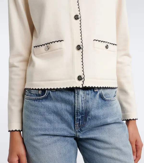 Tory Burch Kendra Scalloped Wool-blend Cardigan - White