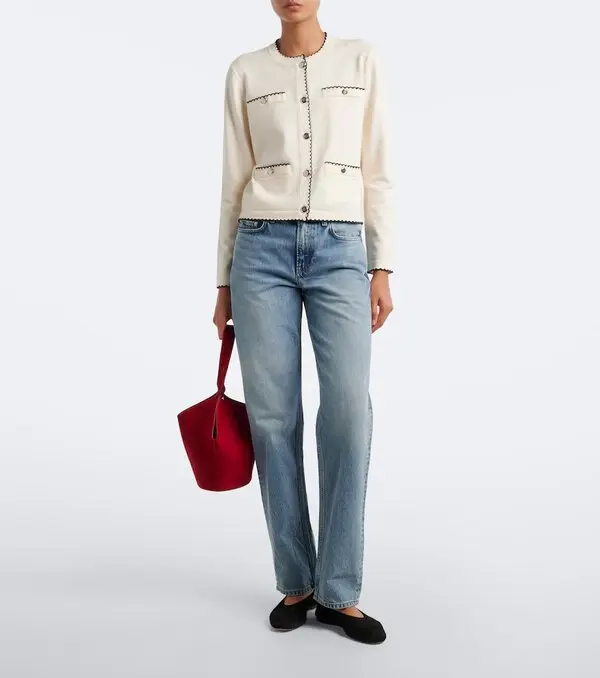 Tory Burch Kendra Scalloped Wool-blend Cardigan - White