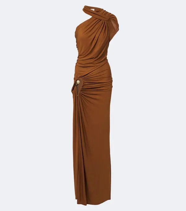 Christopher Esber Helix Crystal Draped Gown - Brown