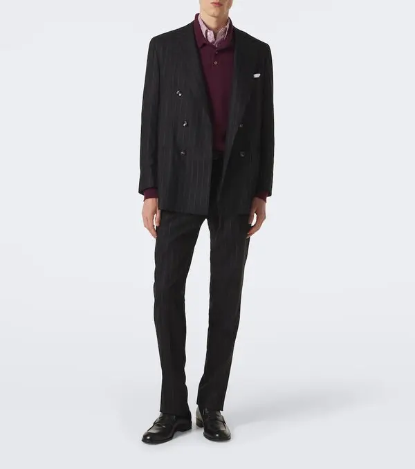 Kiton Pinstriped Wool And Cashmere Suit