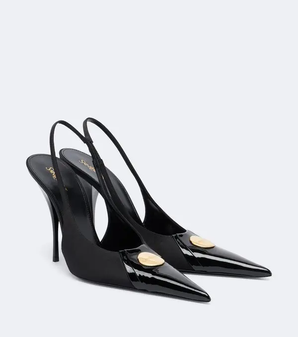 Saint Laurent Louis Satin Slingback Pumps - Black