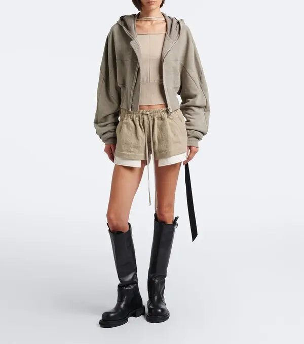 Rick Owens Fog Cotton And Wool Shorts