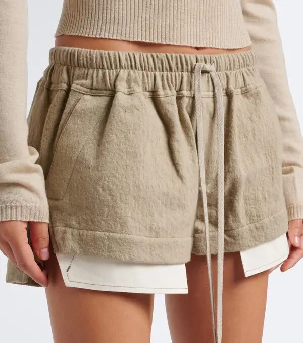 Rick Owens Fog Cotton And Wool Shorts