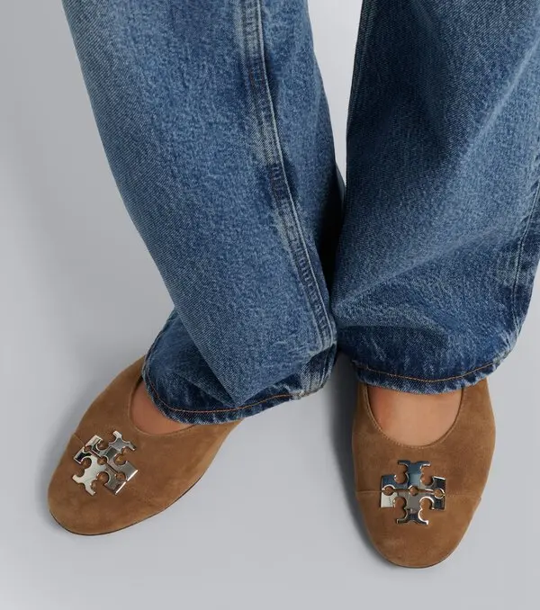 Tory Burch Charlie Suede Ballet Flats - Beige