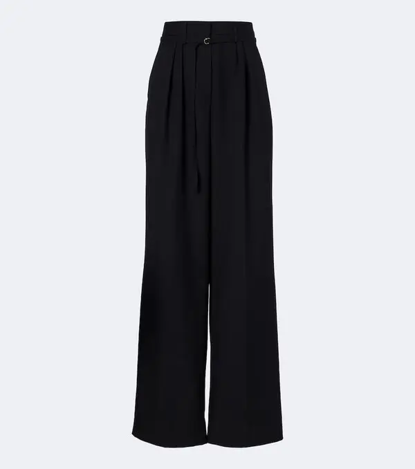 Dries Van Noten Belted Pleated Wool Wide-leg Pants - Black
