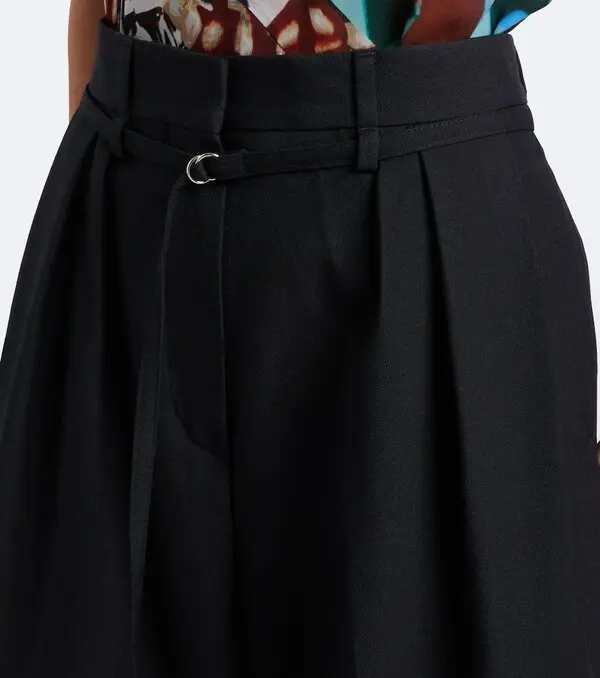 Dries Van Noten Belted Pleated Wool Wide-leg Pants