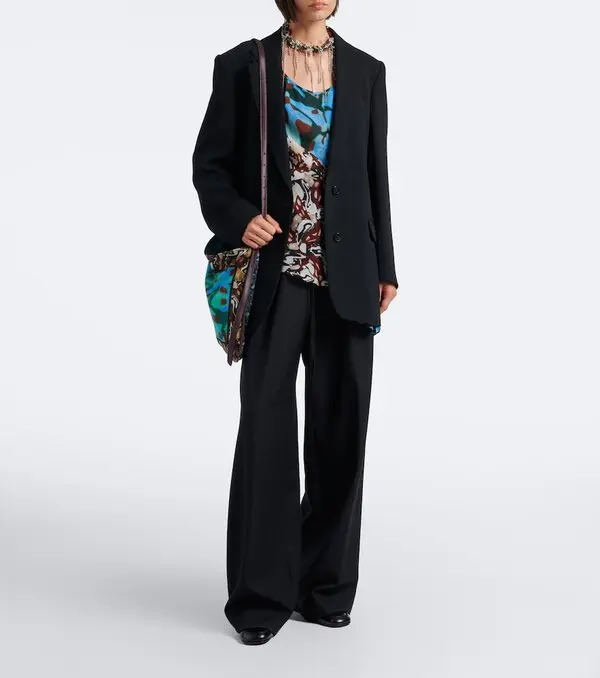 Dries Van Noten Belted Wide-leg Wool Trousers