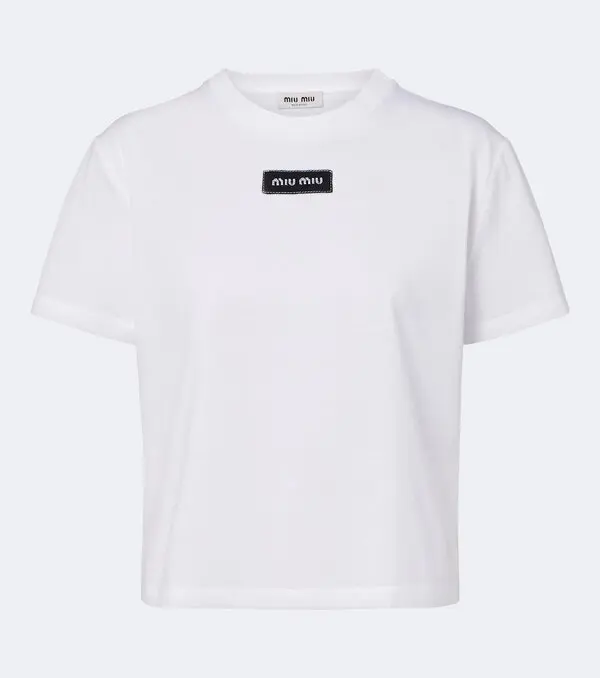 Miu Miu Logo Cotton Piqu� Polo Shirt - White