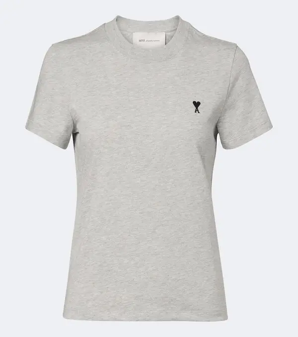 AMI Paris De Coeur Cotton Jersey T-shirt - Grey