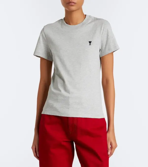 AMI Paris De Coeur Cotton Jersey T-shirt - Grey