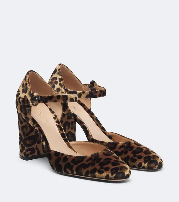 GIANVITO ROSSI Leopard-print Velvet Pumps - Gold