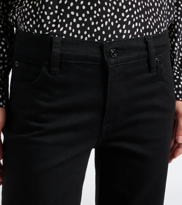 FRAME Cigarette Cropped Straight Jeans - Black