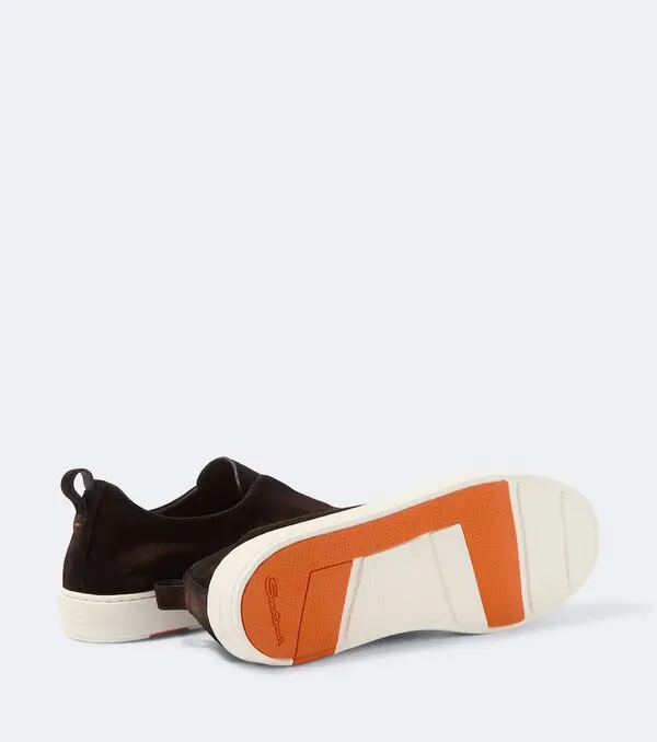Santoni Suede Slip-on Sneakers - Brown