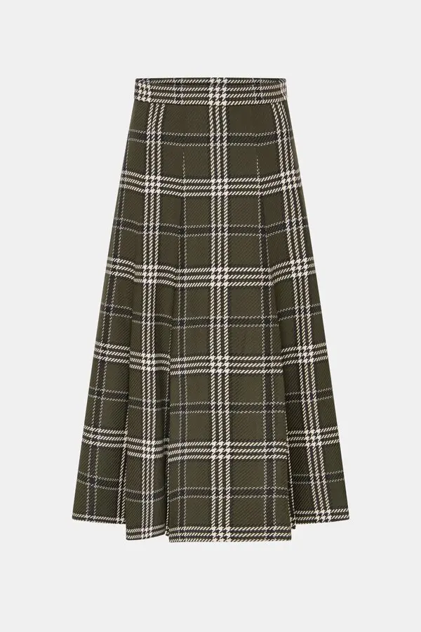 EMILIA WICKSTEAD Kensie Skirt In Military Shetland Tartan - Green