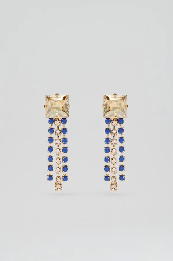 Scanlan Theodore Opal Strass Fringe Earrings - Cornflower