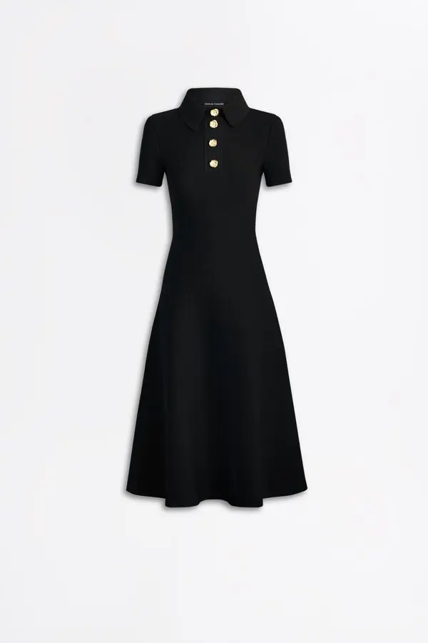 SCANLAN THEODORE US Crepe Knit Poppy Shirt Dress - Black