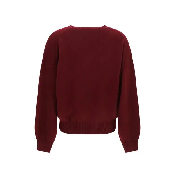 LISA YANG Burgundy Cashmere Crew Neck Jumper - Red