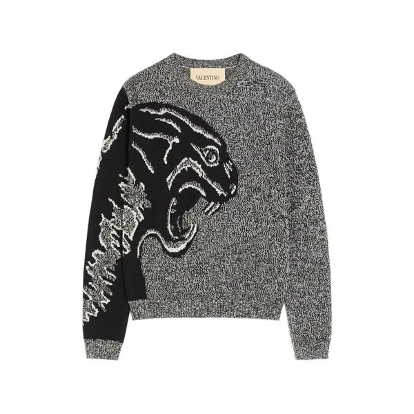 Valentino Garavani Panther Jacquard Crew Neck Sweater
