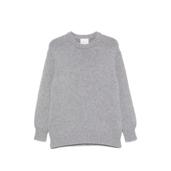 Malo Grey Cashmere Ribbed Knit Crew Neck Jumper - Gray
