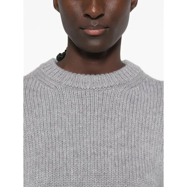Malo Grey Cashmere Ribbed Knit Crew Neck Jumper - Gray