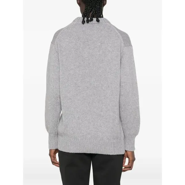 Malo Grey Cashmere Ribbed Knit Crew Neck Jumper - Gray