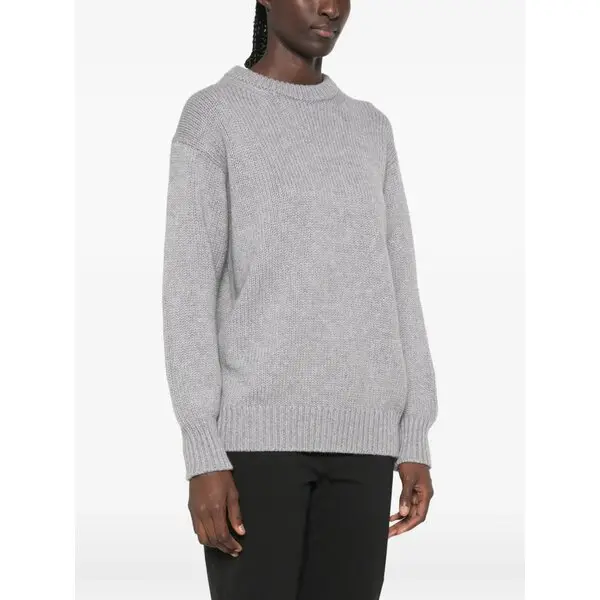 Malo Grey Cashmere Ribbed Knit Crew Neck Jumper - Gray