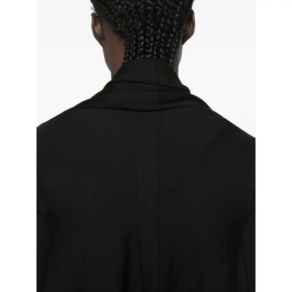 Rick Owens Rws Virgin Wool Fine Knit Asymmetrical Draped Cardigan