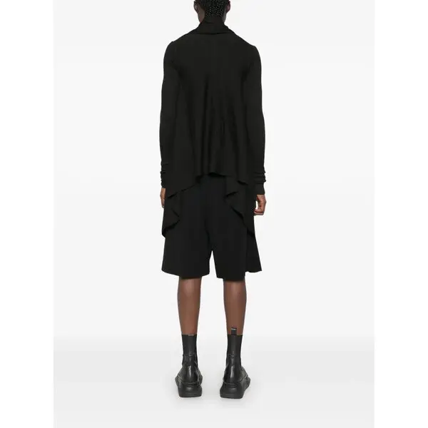 Rick Owens Rws Virgin Wool Fine Knit Asymmetrical Draped Cardigan