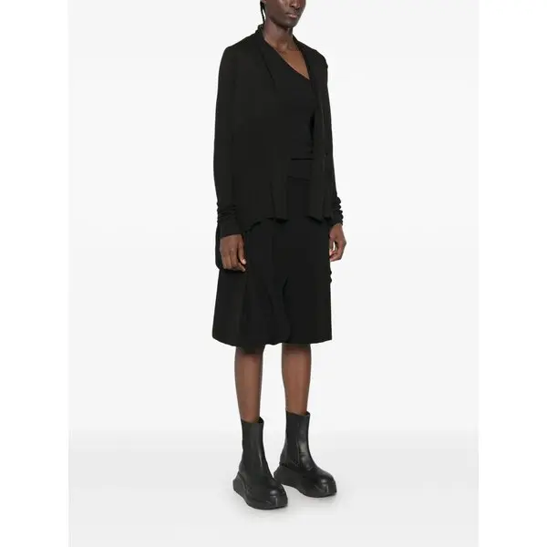 Rick Owens Rws Virgin Wool Fine Knit Asymmetrical Draped Cardigan