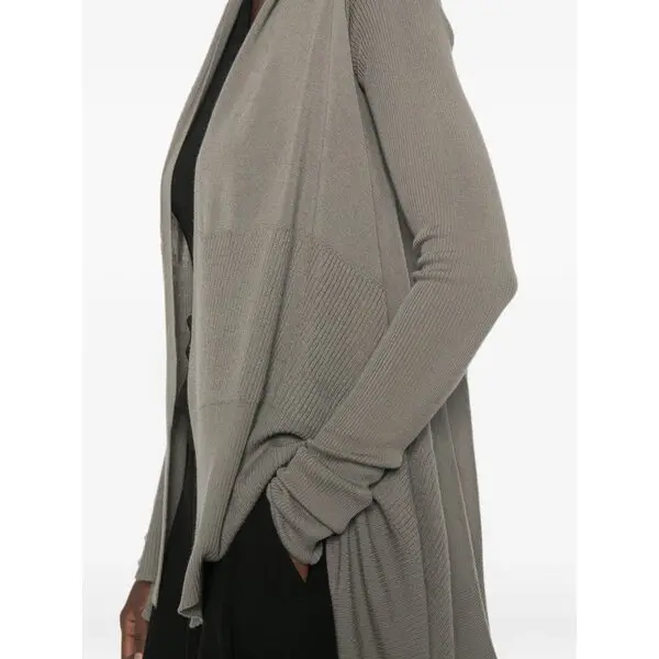 Rick Owens Grey Ribbed Knitwear Cardigan