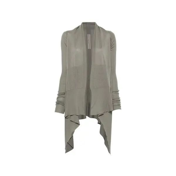 Rick Owens Grey Ribbed Knitwear Cardigan - Gray