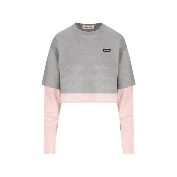 Miu Miu Grey Tops T-shirts & Jerseys - Gray