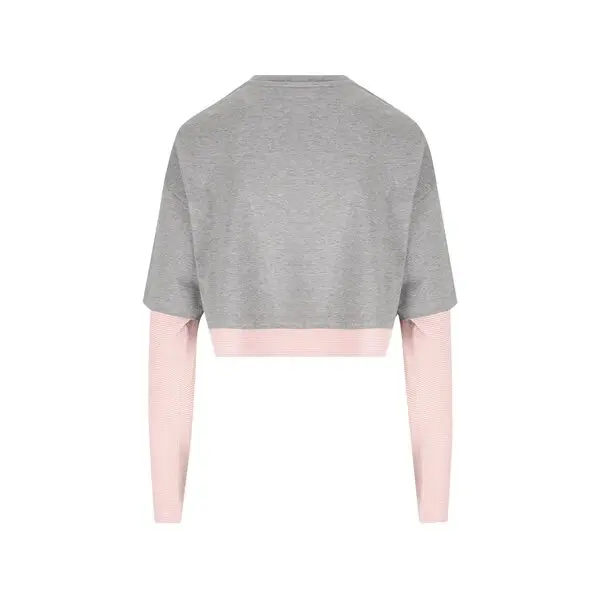 Miu Miu Cropped Jersey Top With Layered Sleeves - Gray