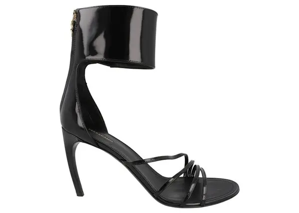 FERRAGAMO Clethra 85 Patent Leather Heel Sandals - Black