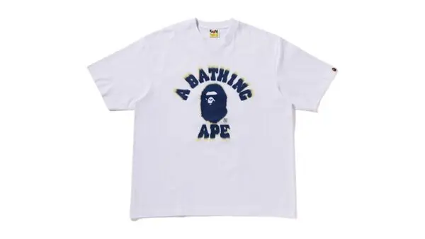A BATHING APE Spray College Relaxed Fit Tee Shirt - White