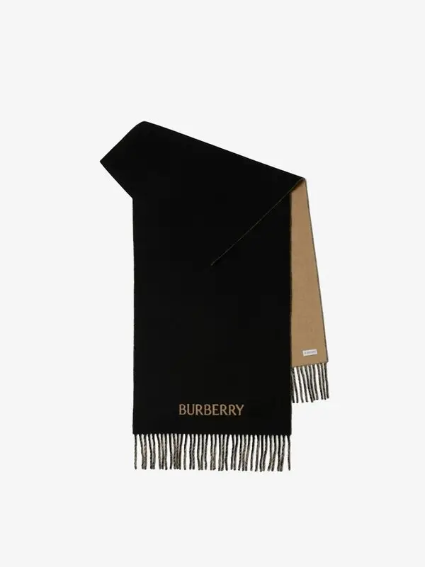 Burberry 210x45 Knight Cashmere Reversible Scarf - Camel Black
