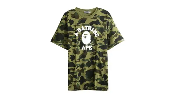 A BATHING APE 1st Camo College Tee Shirt - Green