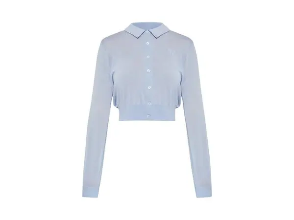Alexander Wang Logo Emboss Collared Cardigan - Sky Blue