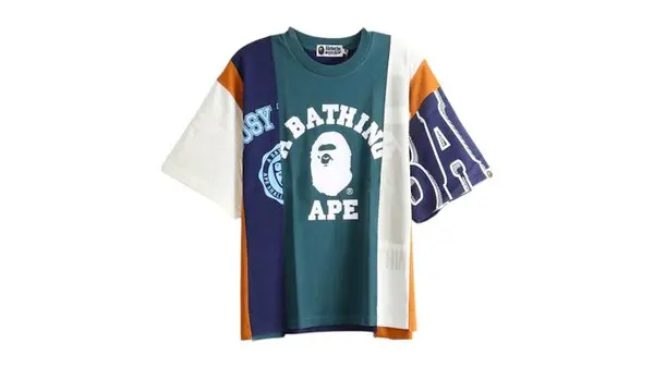 A BATHING APE Upcycled Logo Cropped Fit Tee Shirt - Multicolor