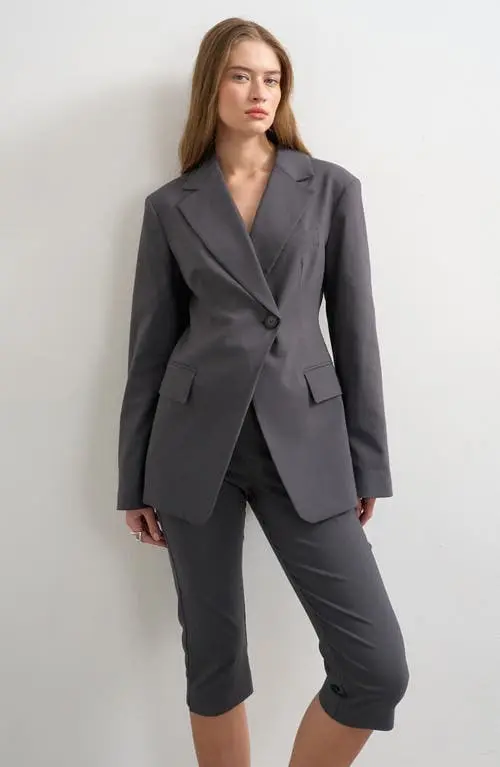 Topshop Clean Cinched Blazer - Charcoal