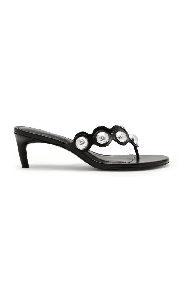 Cult Gaia Anora Leather Sandals With Silver Embellishments - Black