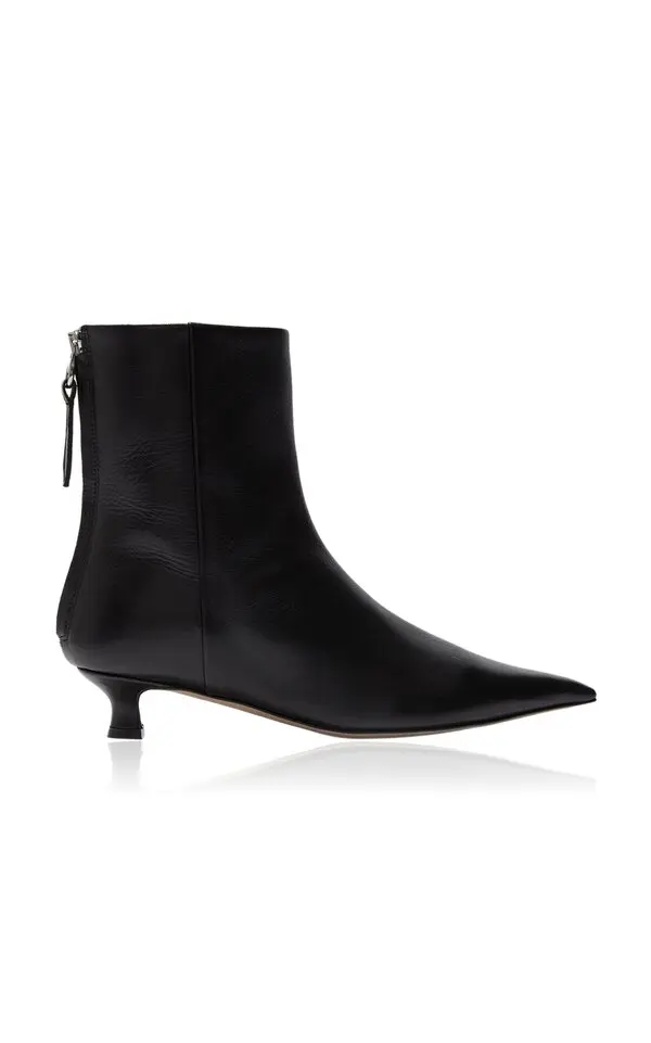 AeydĒ Zoe Pointed Toe Leather Ankle Boots - Black