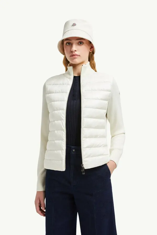 Moncler Padded Wool Zip-up Cardigan - White