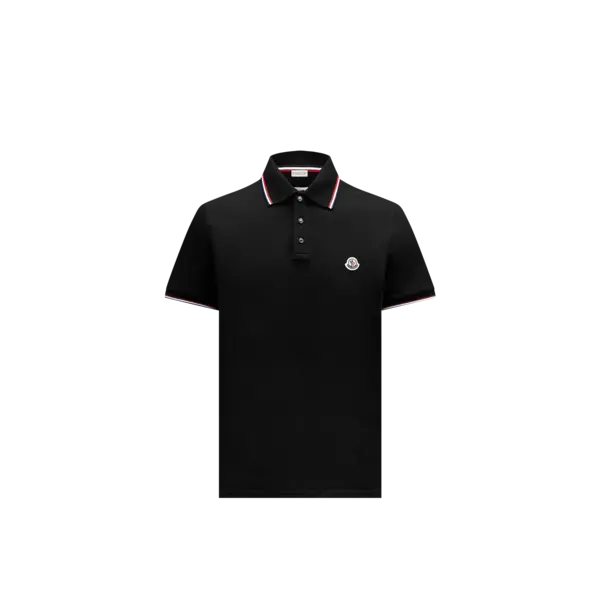 Moncler Tricolor-trimmed Cotton Piquet Polo Shirt - Black