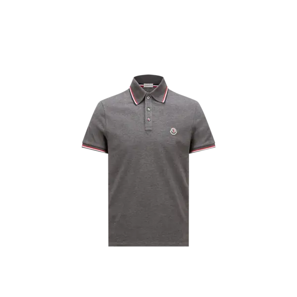 Moncler Tricolor-trimmed Cotton Piquet Polo Shirt - Grey