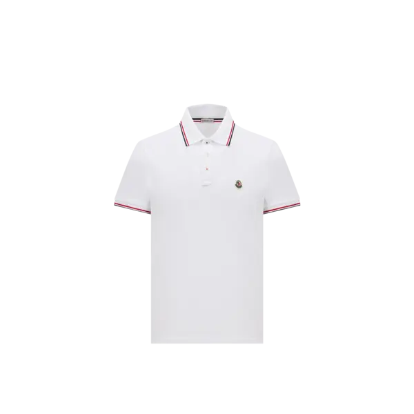 Moncler Tricolor-trimmed Cotton Piquet Polo Shirt - White