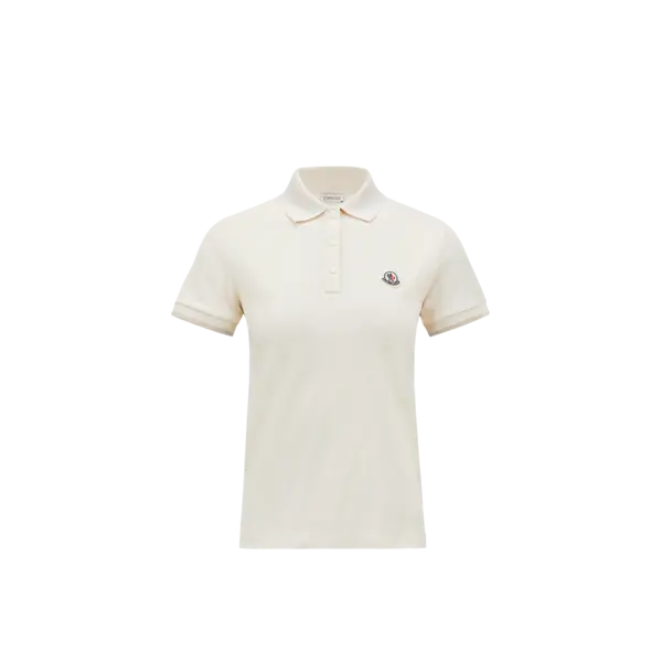 Moncler Logo Cotton Piquet Polo Shirt - White