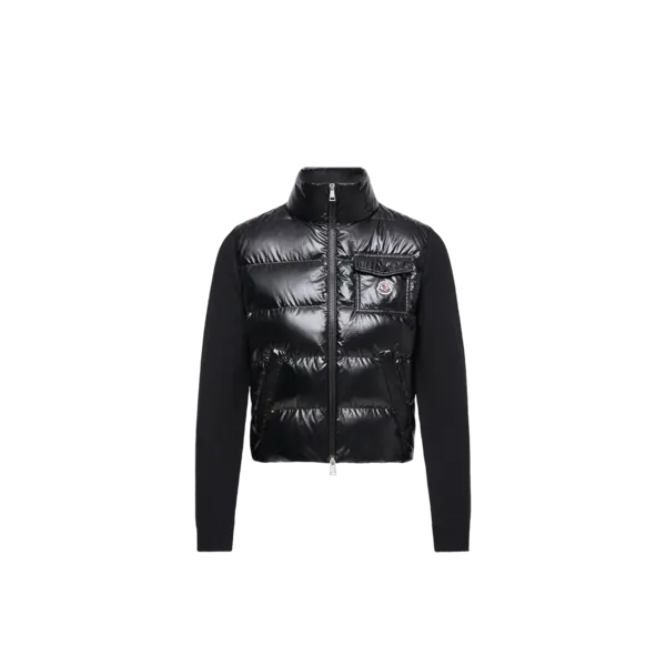 Moncler Padded Zip-up Wool Cardigan - Black