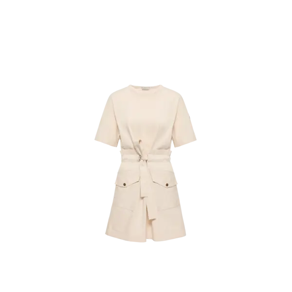 Moncler Belted Cotton Mini Dress - White