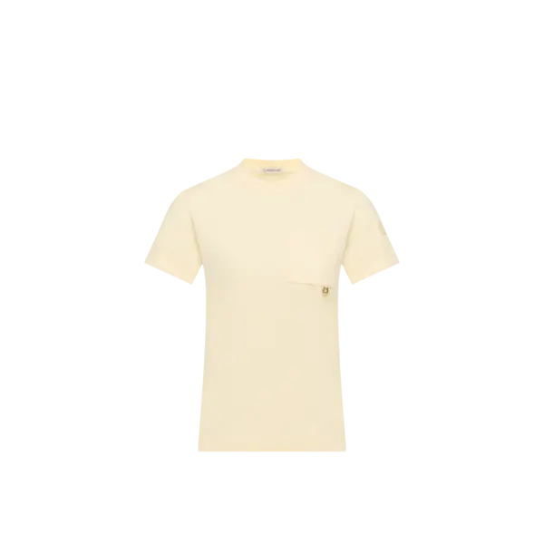 Moncler Metal Logo Cotton T-shirt - Yellow